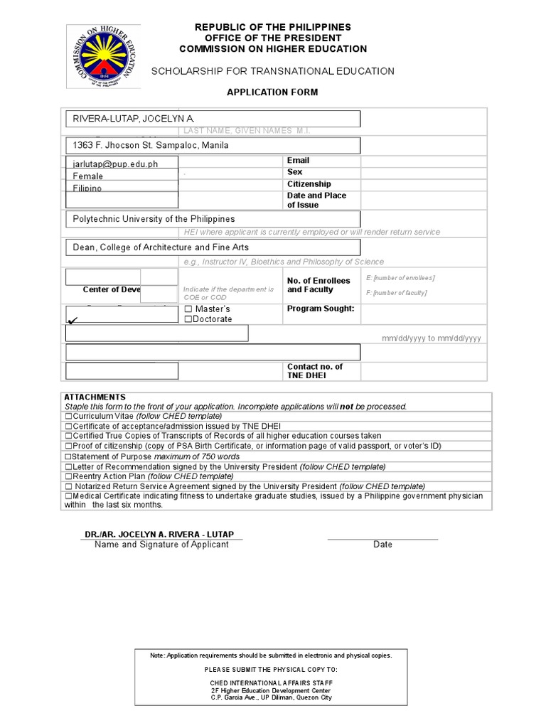 TNE Appendix 1 Application Form | PDF | Higher Education | Graduate School