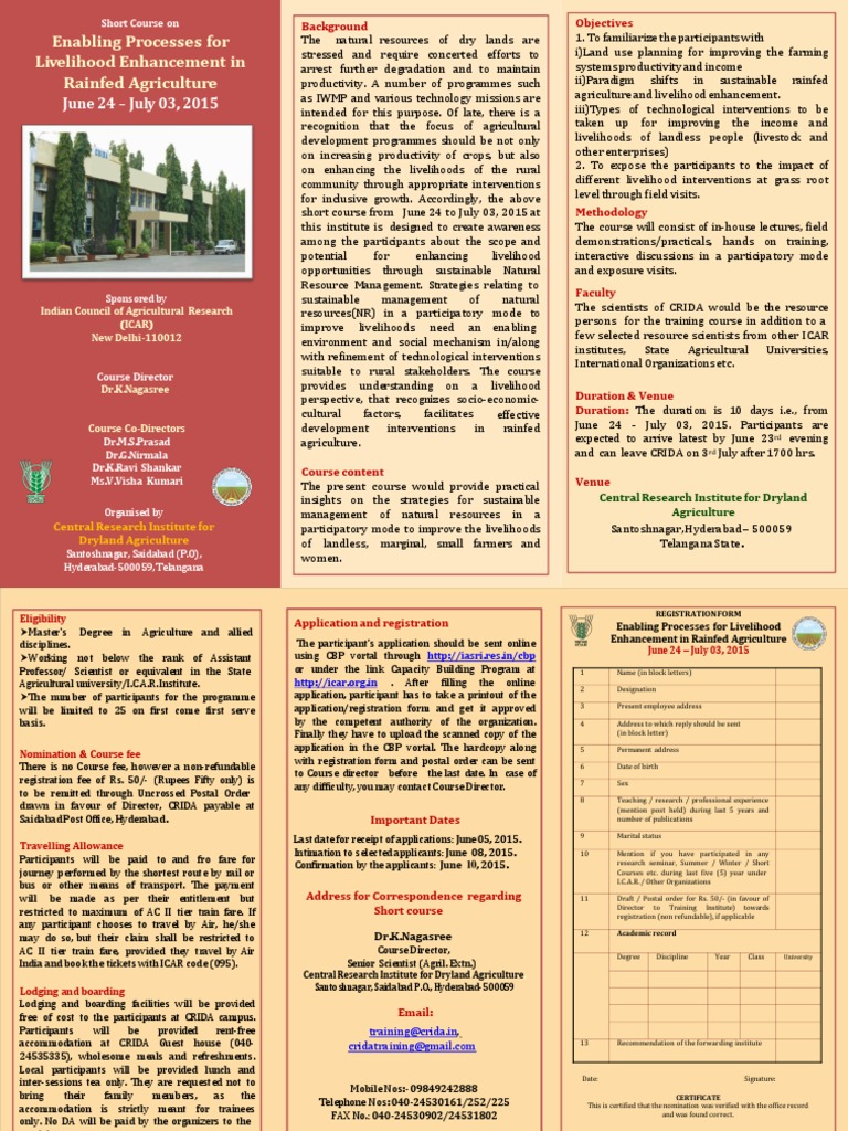 Short Course Brochure | PDF | Agriculture | Sustainability