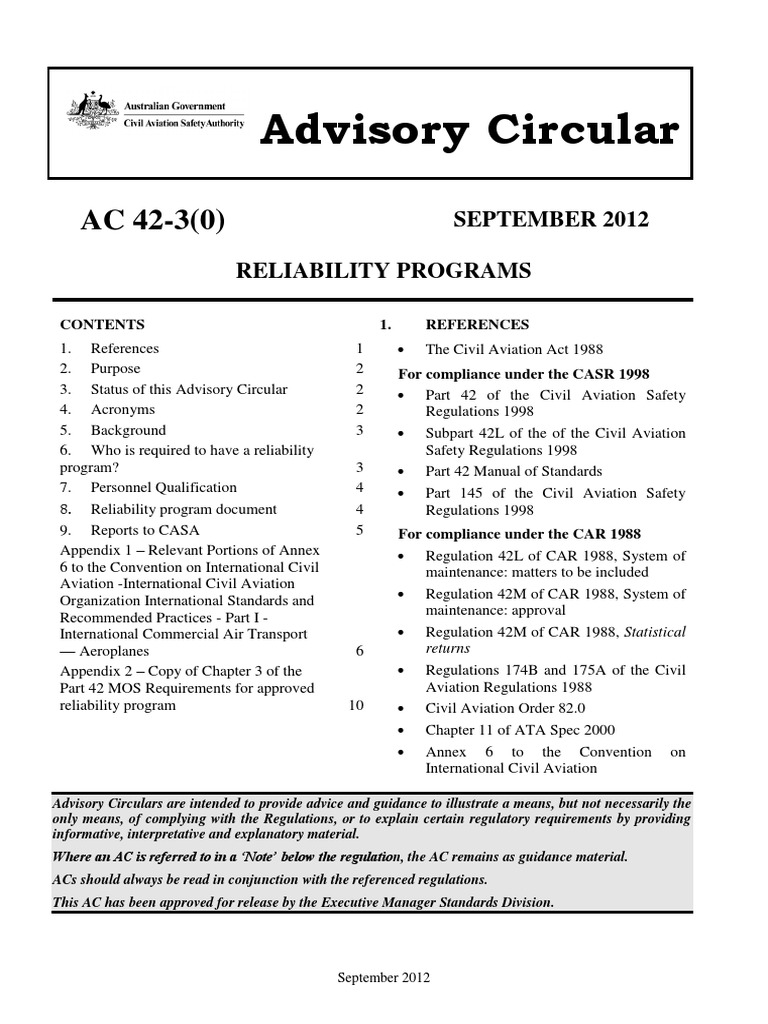 Civil Aviation Safety Authority - Australian Government - RELIABILITY ...