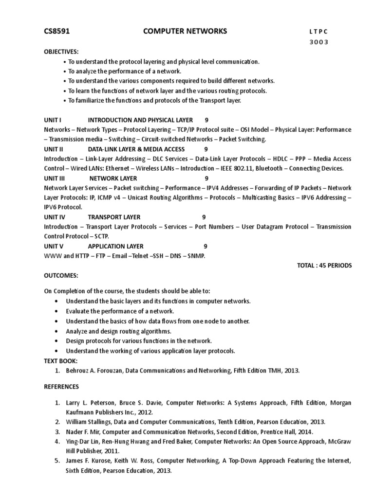 CS8591 CN | PDF | Computer Network | Internet Protocol Suite