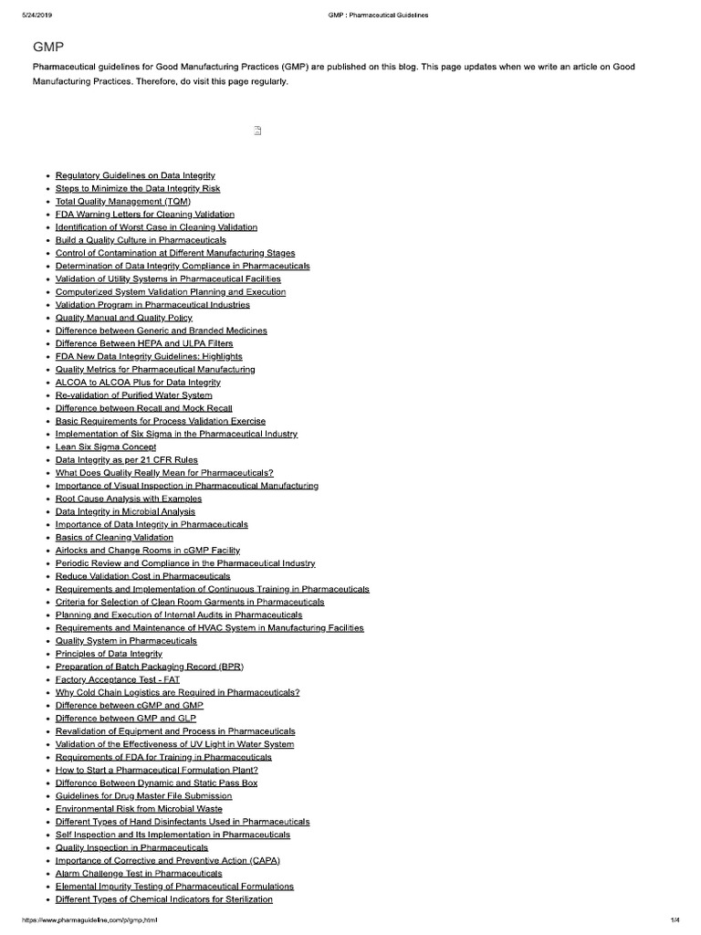 GMP - Pharmaceutical Guidelines | PDF | Healthcare Industry ...