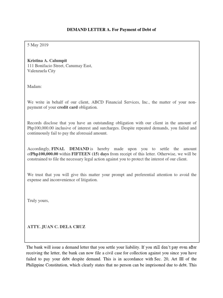 Demand Letter (Sample) | PDF