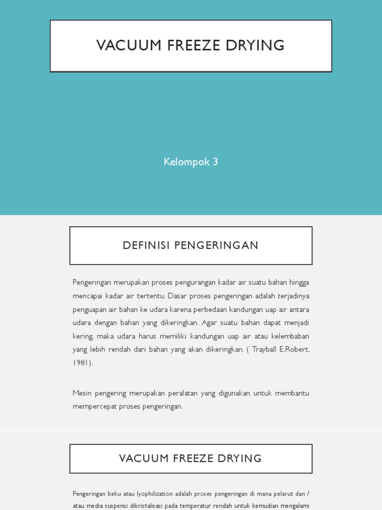 Presentasi Vacuum Freeze Drying | PDF