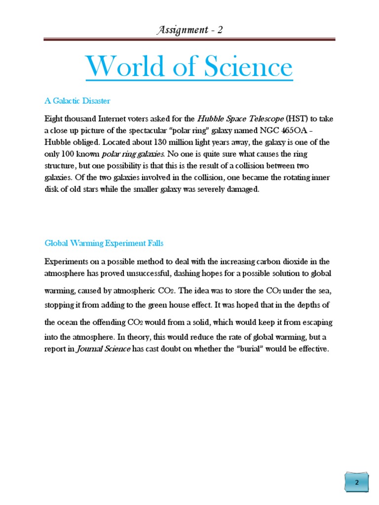 World of Science: Assignment - 2 | PDF