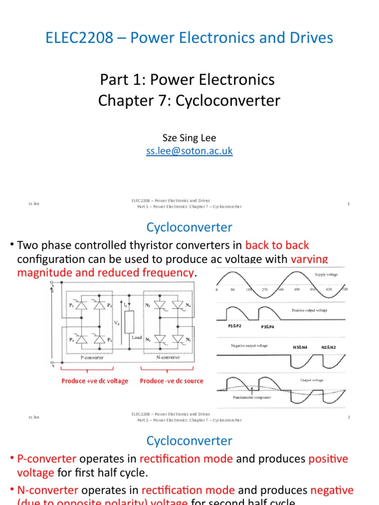 ELEC2208 - Chapter 7 Cycloconverter | PDF | Power Electronics | Rectifier