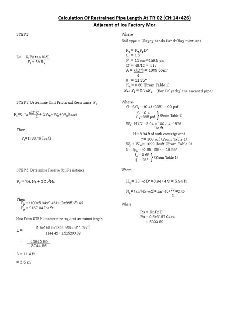 Pipe Restraint Length Calculation | PDF | Pipe (Fluid Conveyance ...