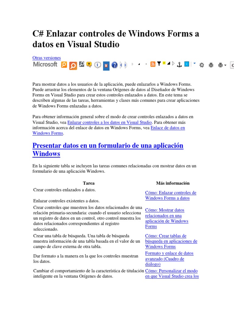 C# Enlazar Controles de Windows Forms A Datos en Visual Studio | PDF ...