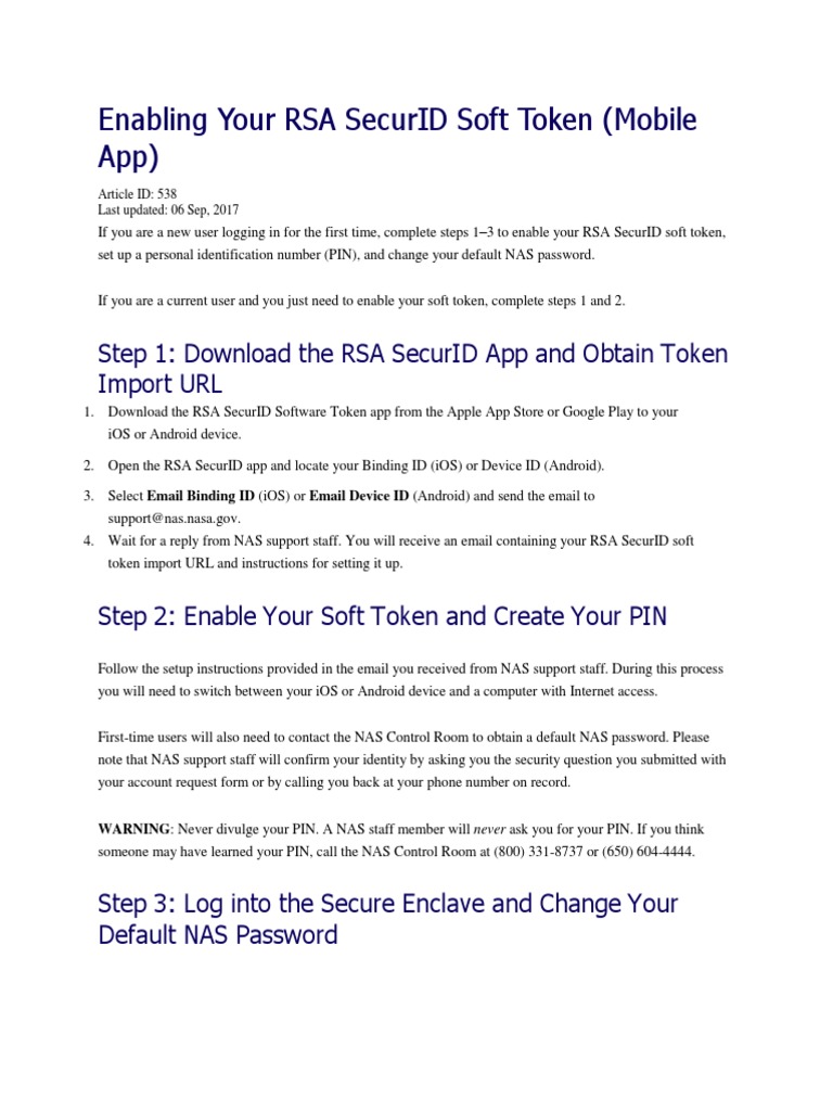 Enabling Your RSA SecurID Soft Token | PDF | Ios | Personal ...