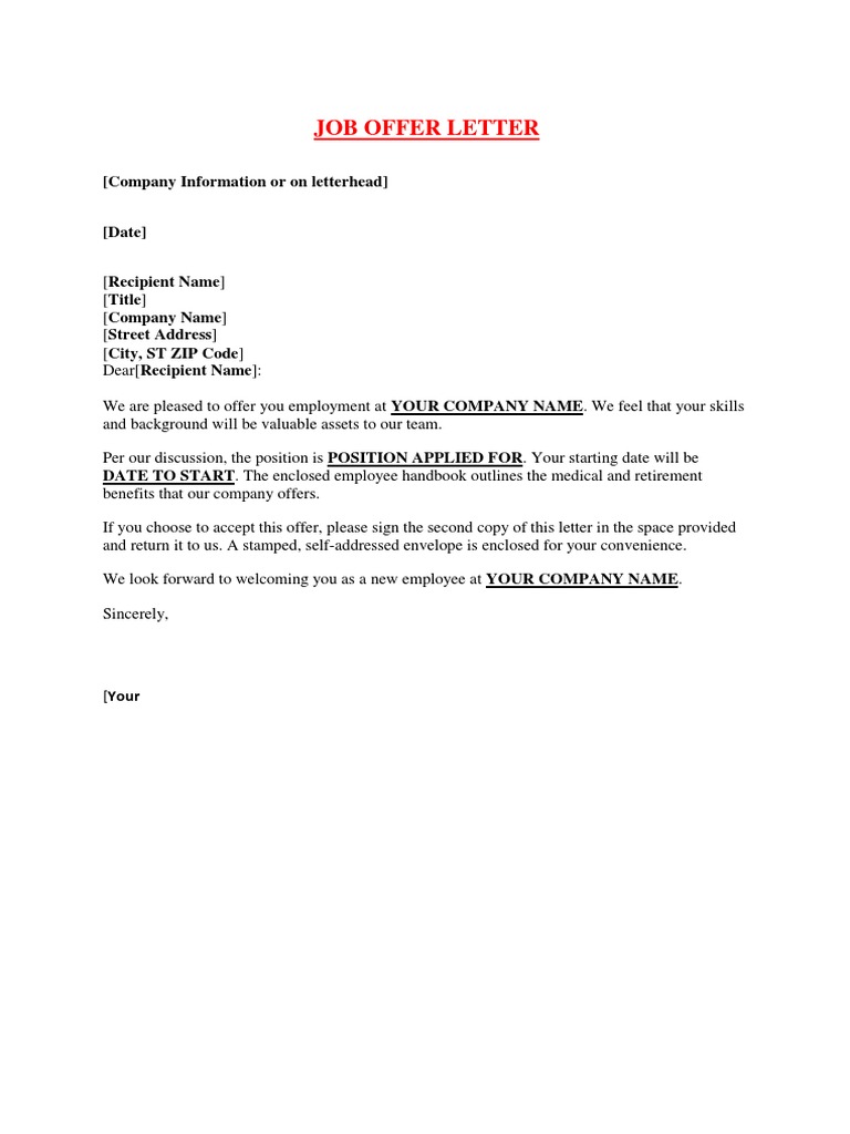 Job Offer Letter | PDF