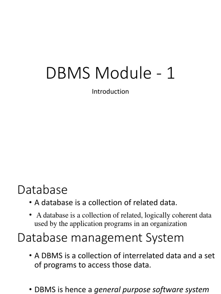 DBMS Module - 1 | PDF | Conceptual Model | Databases