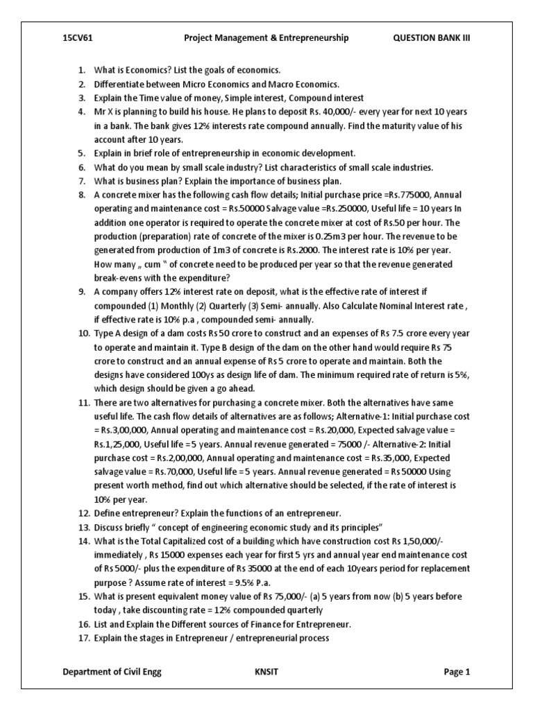 PME Question Bank 3 | PDF | Interest | Interest Rates