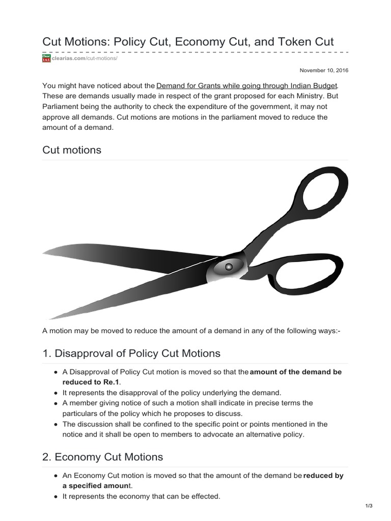 Cut Motions Policy Cut Economy Cut and Token Cut | PDF | Tribunal ...
