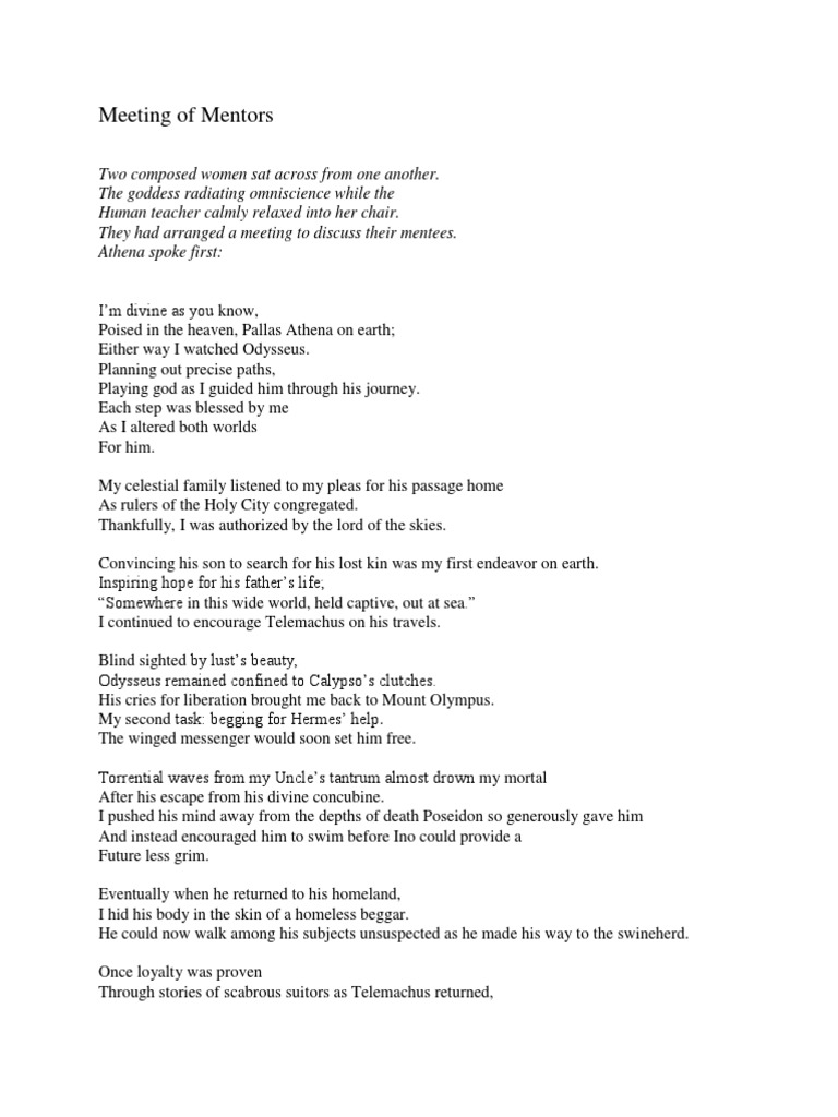 Mentor Poem Final | PDF | Odysseus | Athena