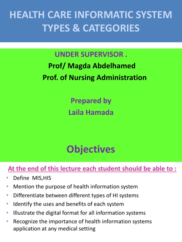 HEALTH CARE INFORMATION SYSTEMS: TYPES AND CATEGORIES | PDF ...