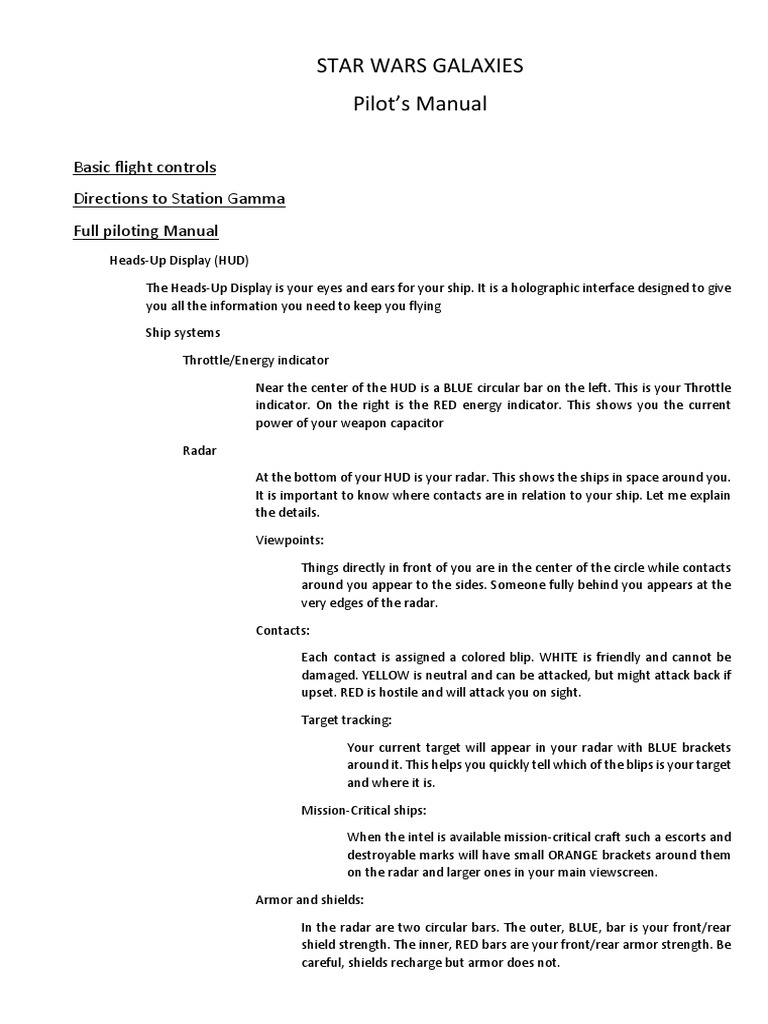SWG Jump To Lightspeed Pilot Guide | PDF | Ships | Aerospace Engineering