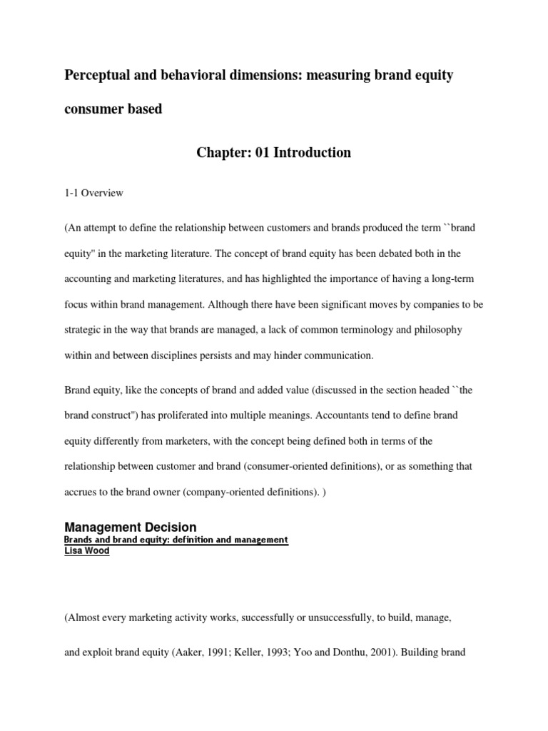 Perceptual and Behavioural Dimensions | PDF | Brand | Behavior