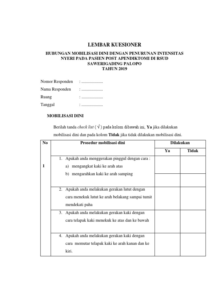 Lembar Kuesioner | PDF
