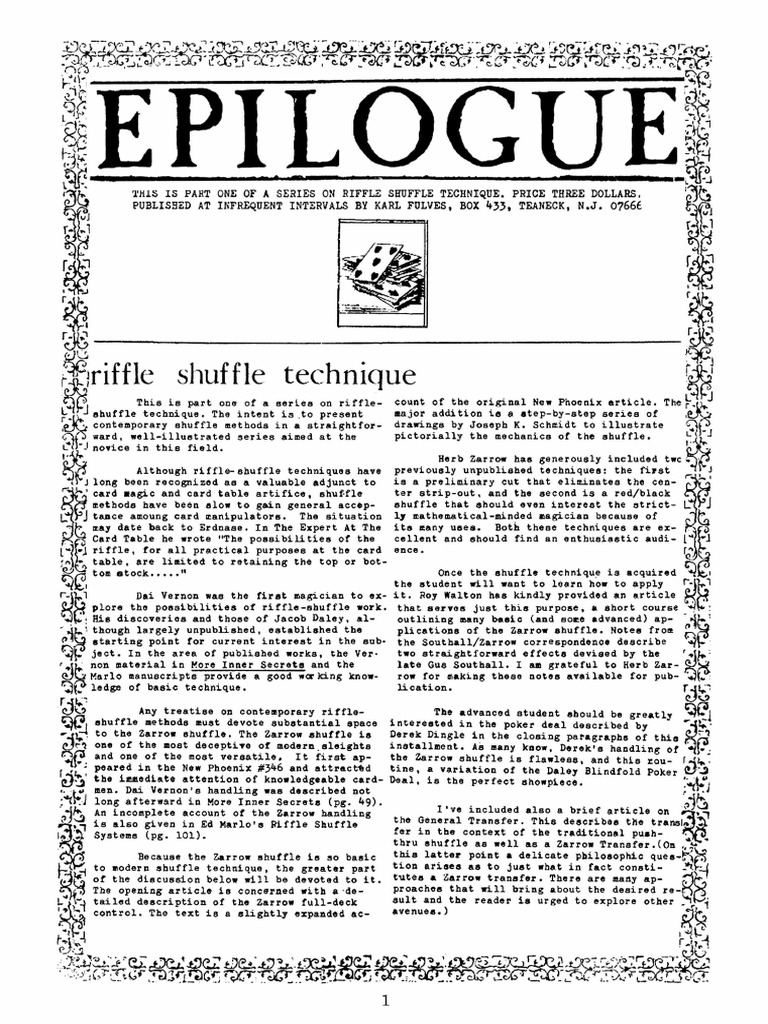 Karl Fulves Riffle Shuffle Technique Part 1 Ready2Print A4OCR | PDF ...