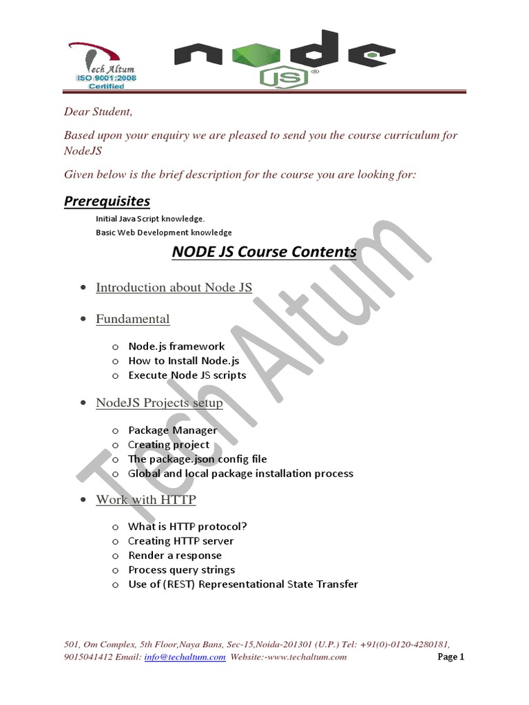 A Comprehensive Node.js Course Curriculum Featuring Fundamental ...