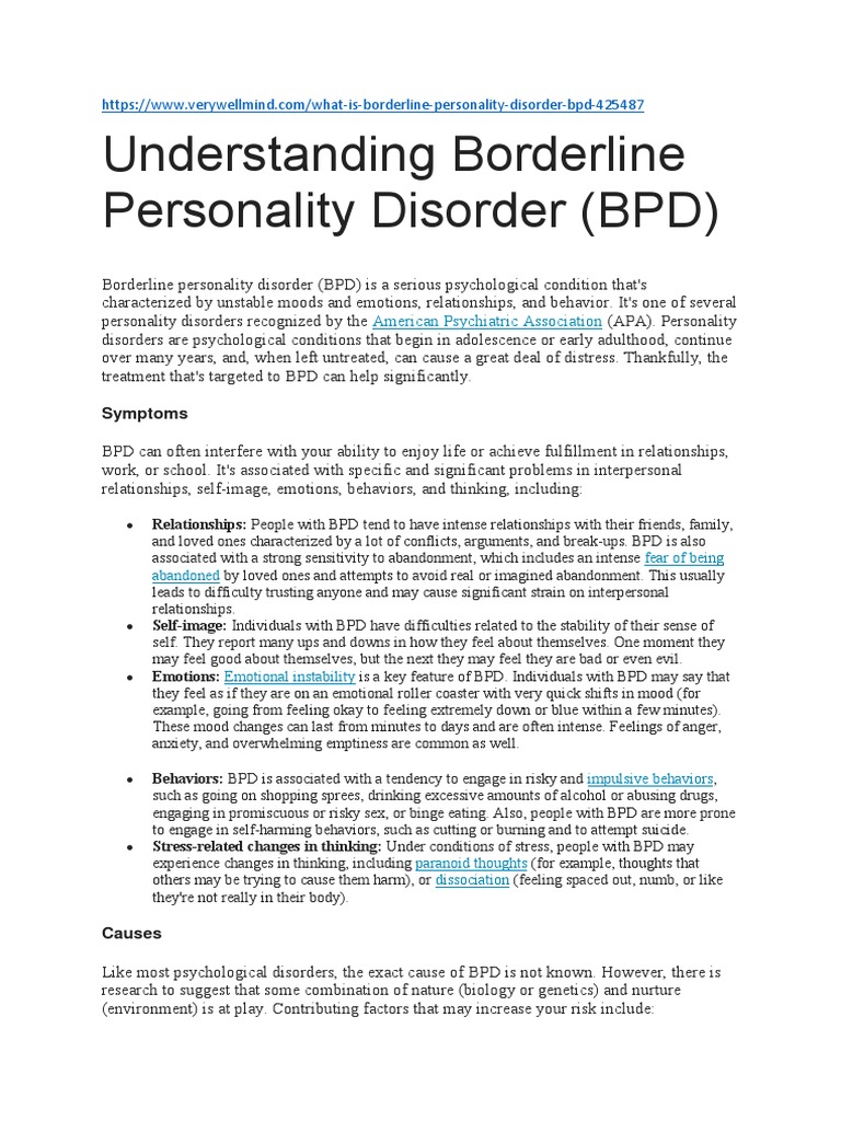 Verywellmind BDP | PDF | Borderline Personality Disorder | Grief