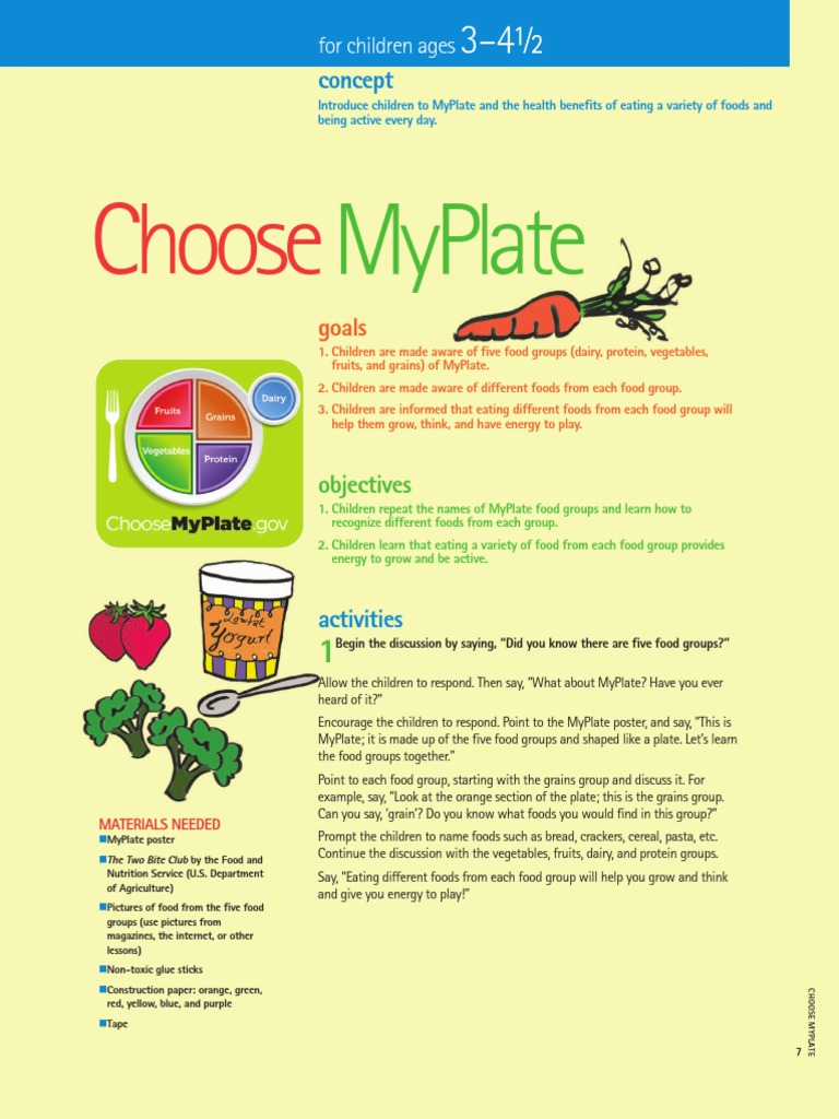 MyPlate Nutrition Activities for Kids | PDF | Vegetables | Foods