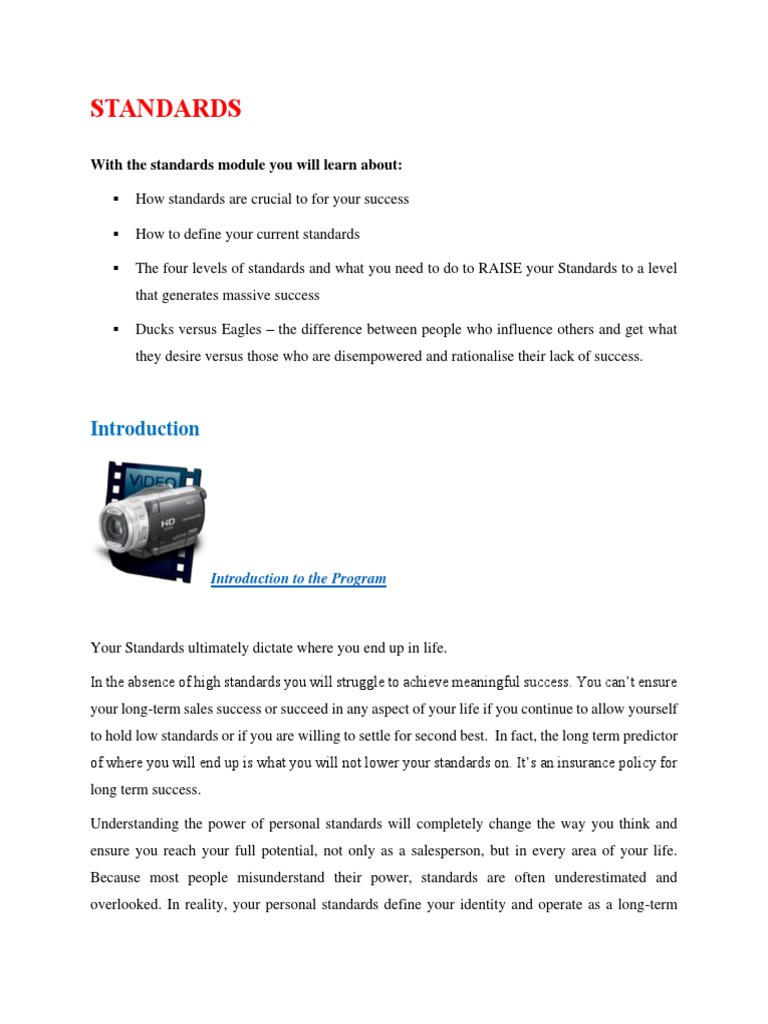 Standards: With The Standards Module You Will Learn About | Download ...