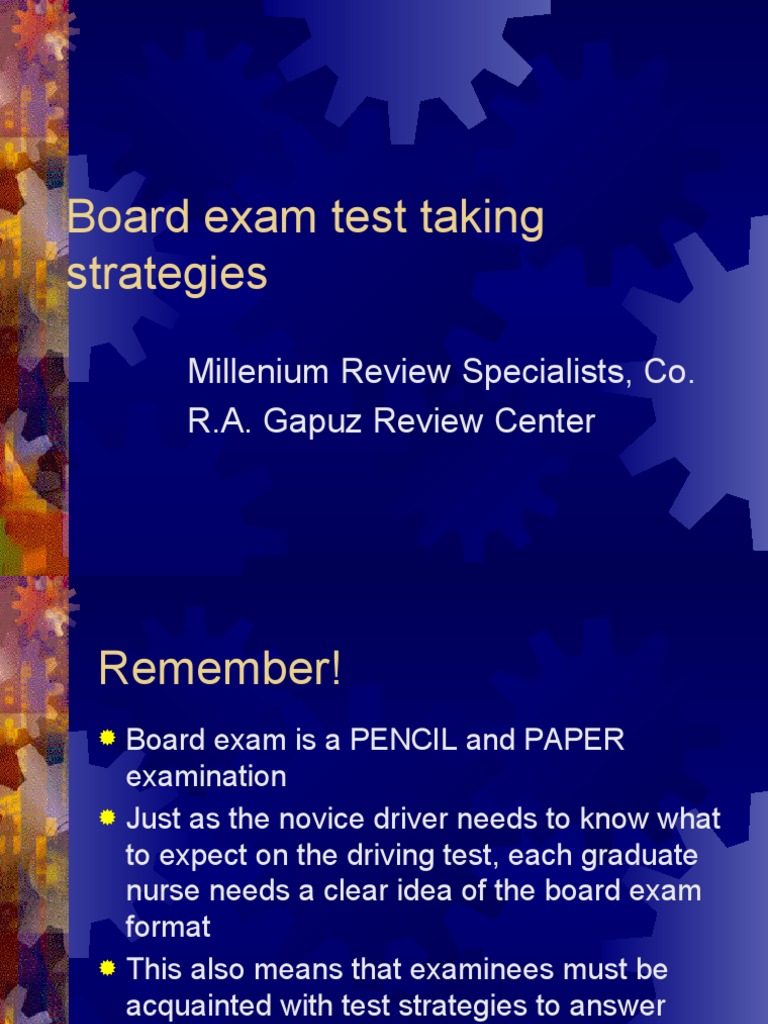 Board Exam Test Taking Strategies | PDF | Test (Assessment) | Question