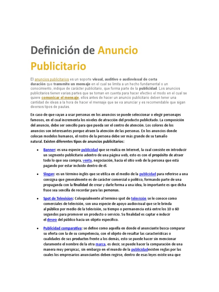 Definición y Tipos de Anuncios Publicitarios | PDF | Anuncio de ...