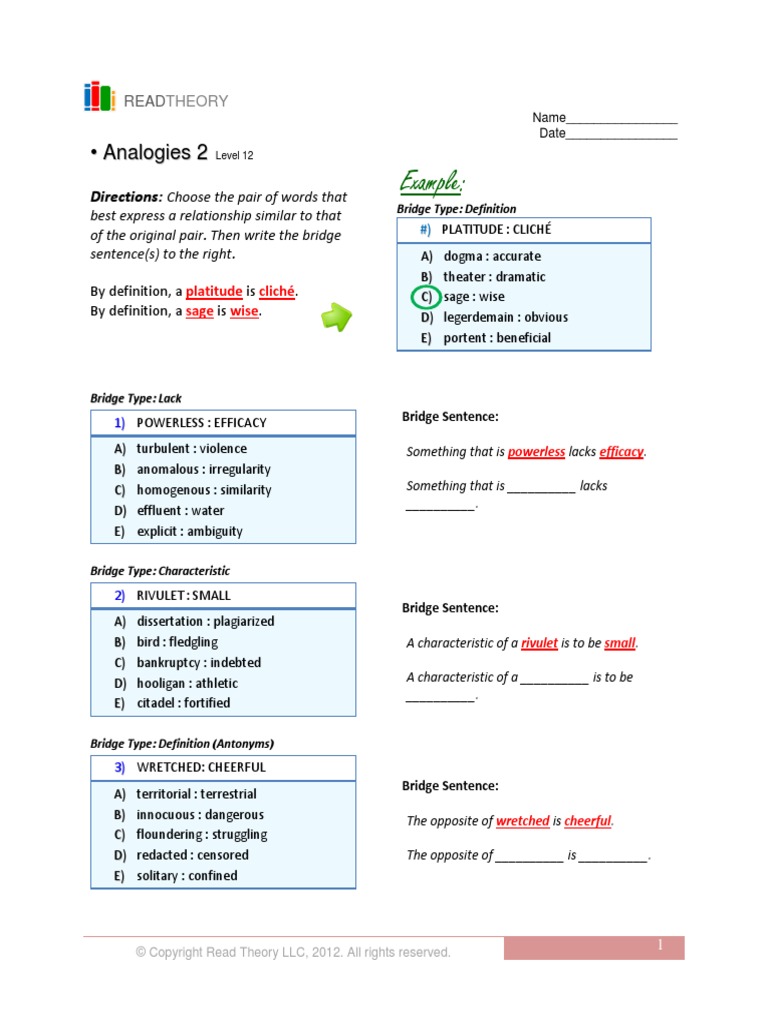 Level 12 Analogies 2 PDF | PDF