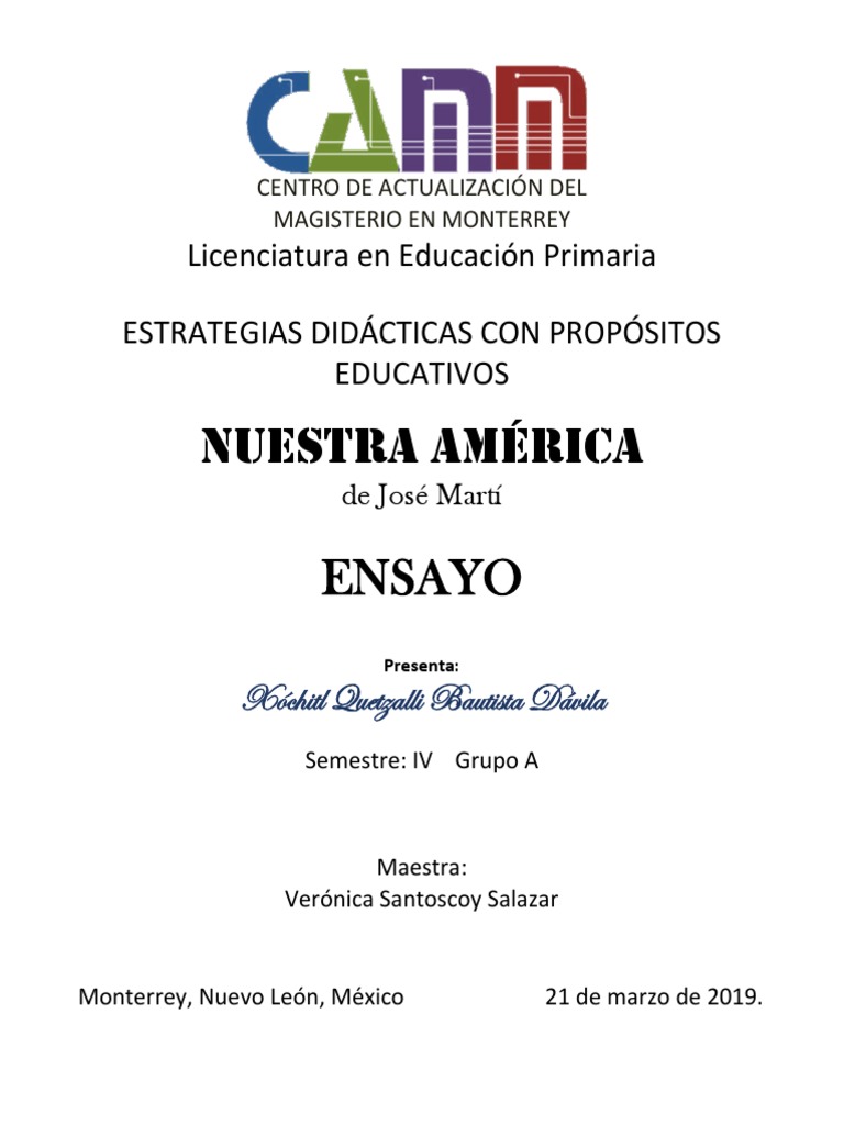 Ensayo José Martí Nuestra America | PDF | Ensayos | Cuba