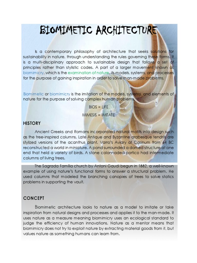 Biomimetic Architecture | PDF | Natural Environment | Architectural Design