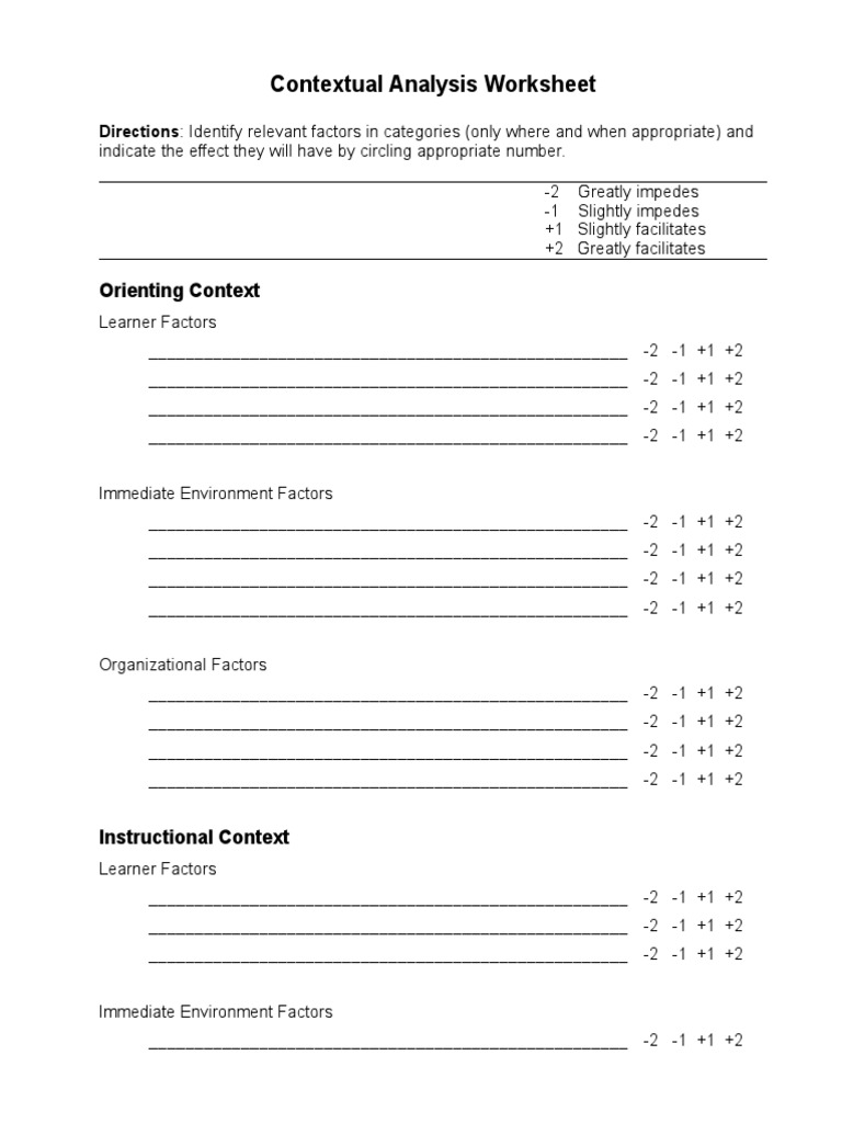 Contextual Analysis Worksheet | PDF | Neuropsychological Assessment ...