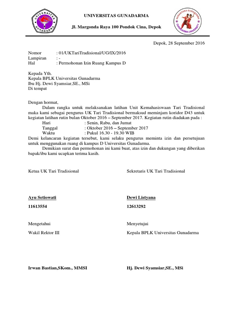 Surat Pinjam Ruangan | PDF