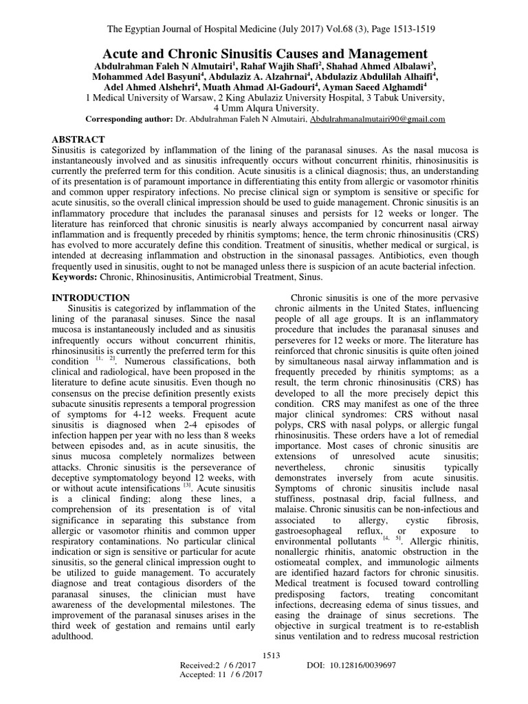 Causes and Management of Sinusitis | PDF