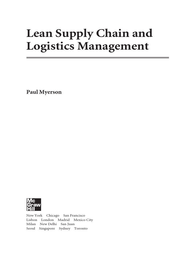 Lean Supply Chain and Logistics Management: Paul Myerson | PDF