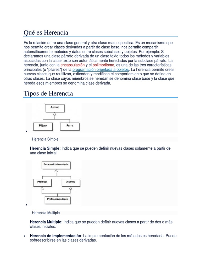 Comprendiendo la herencia en programación orientada a objetos | PDF | Herencia (Programación ...