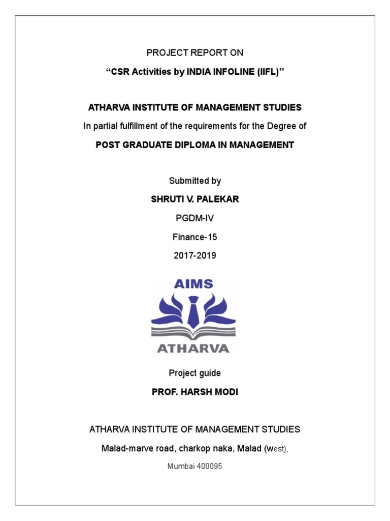 Project Report On CSR | PDF | Corporate Social Responsibility ...