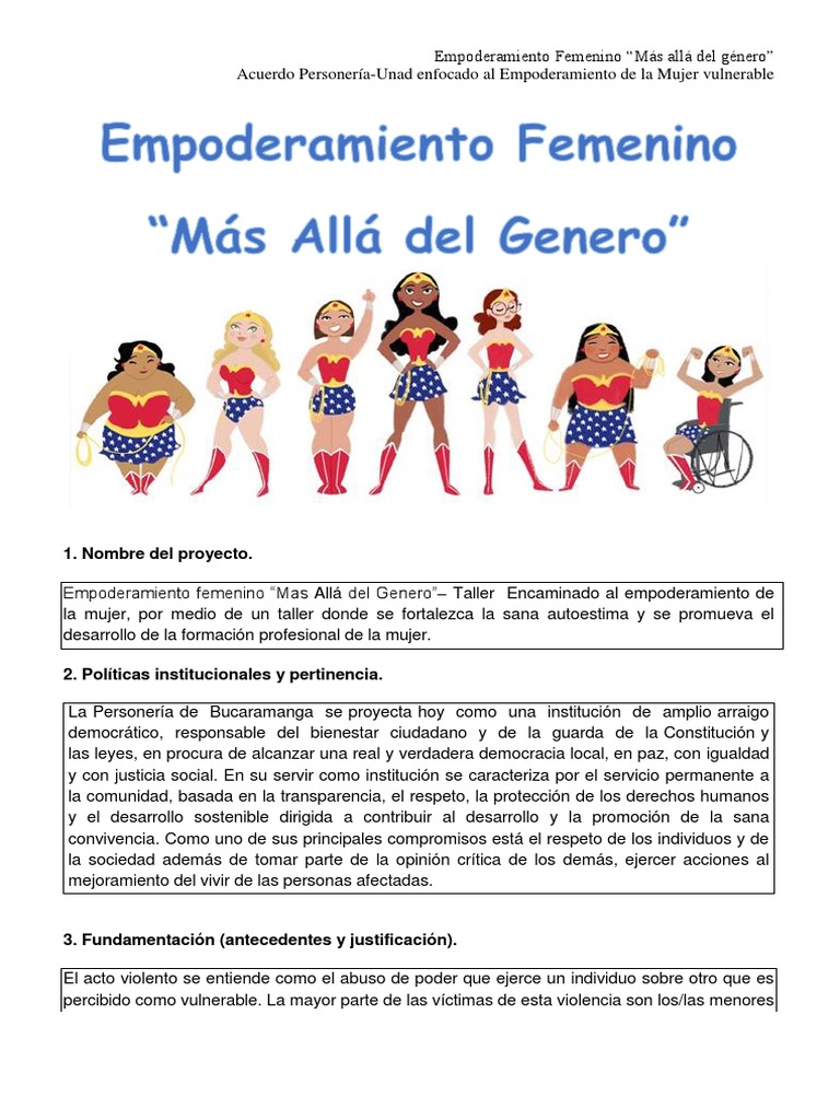 Fortalecimiento de la autoestima y el empoderamiento de la mujer a través de un taller ...