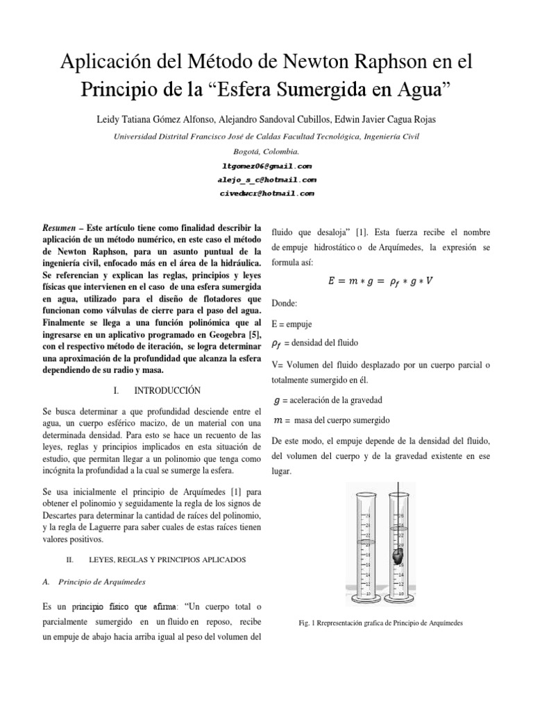 Aplicacion Del Metodo de Newton Raphson PDF | PDF | Ecuaciones | Masa