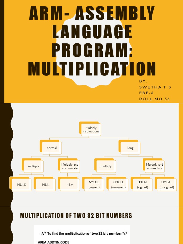 ARM Assembly: Multiplication Guide | PDF