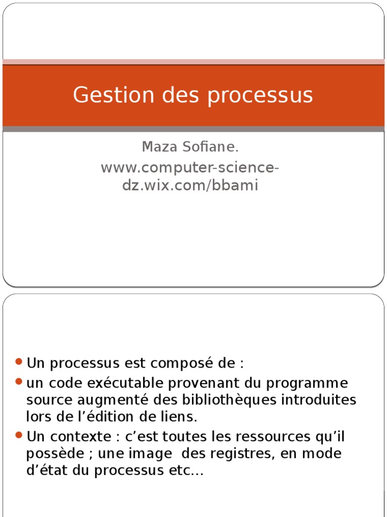 Chapitre 03 Processus | PDF | Ordonnancement dans les systèmes d ...