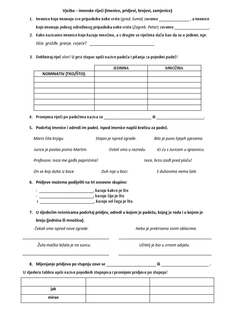 Vjezba - Imenske Rijeci | PDF