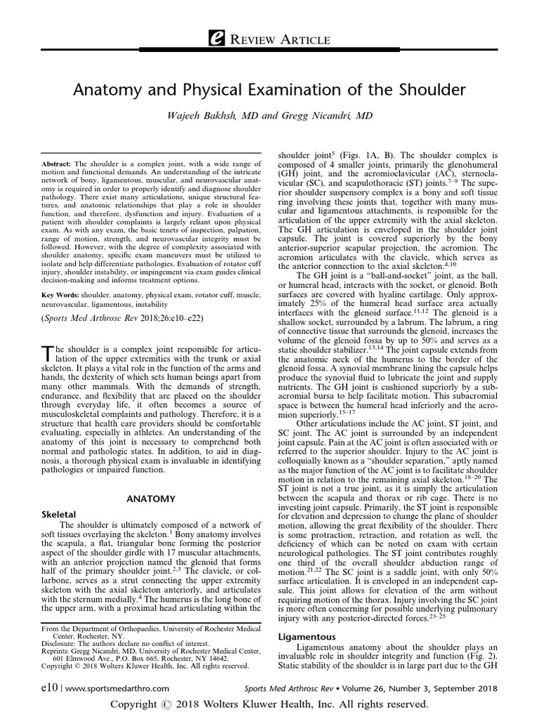 Anatomy and Physical Examination of The Shoulder | PDF | Arm | Shoulder