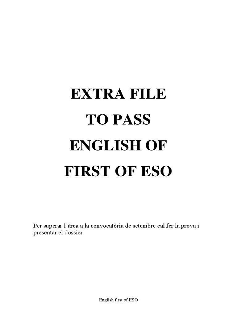Extra File To Pass English of First of Eso | PDF | Meal | Foods
