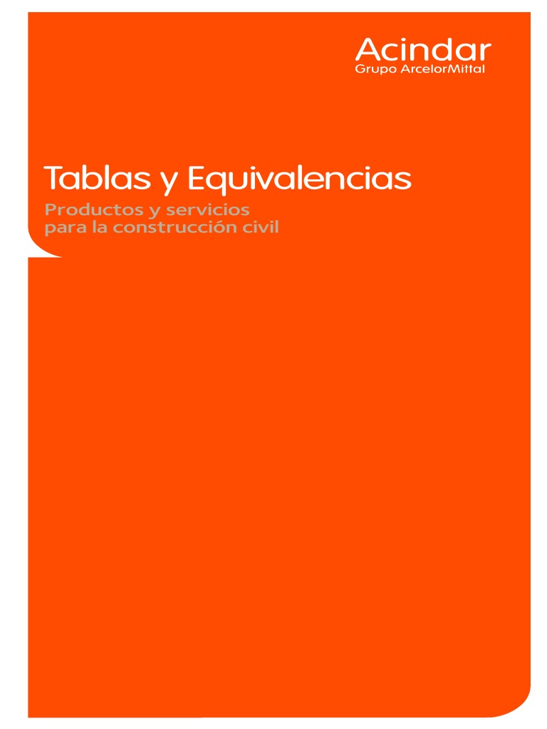 ACINDAR Catalogo Tablas y Equivalencias 1 | PDF | Acero | Hormigón ...