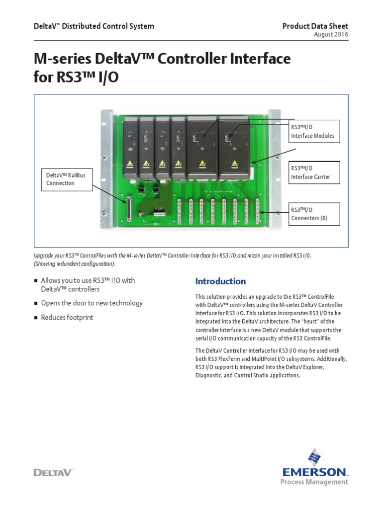 Product Data Sheet m Series Controller Interface for Rs3 i o Deltav en 57320 | Input/Output ...