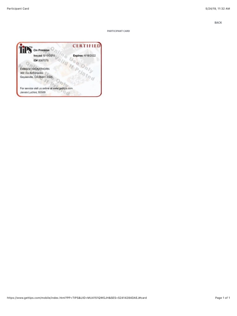 Participant Card | PDF