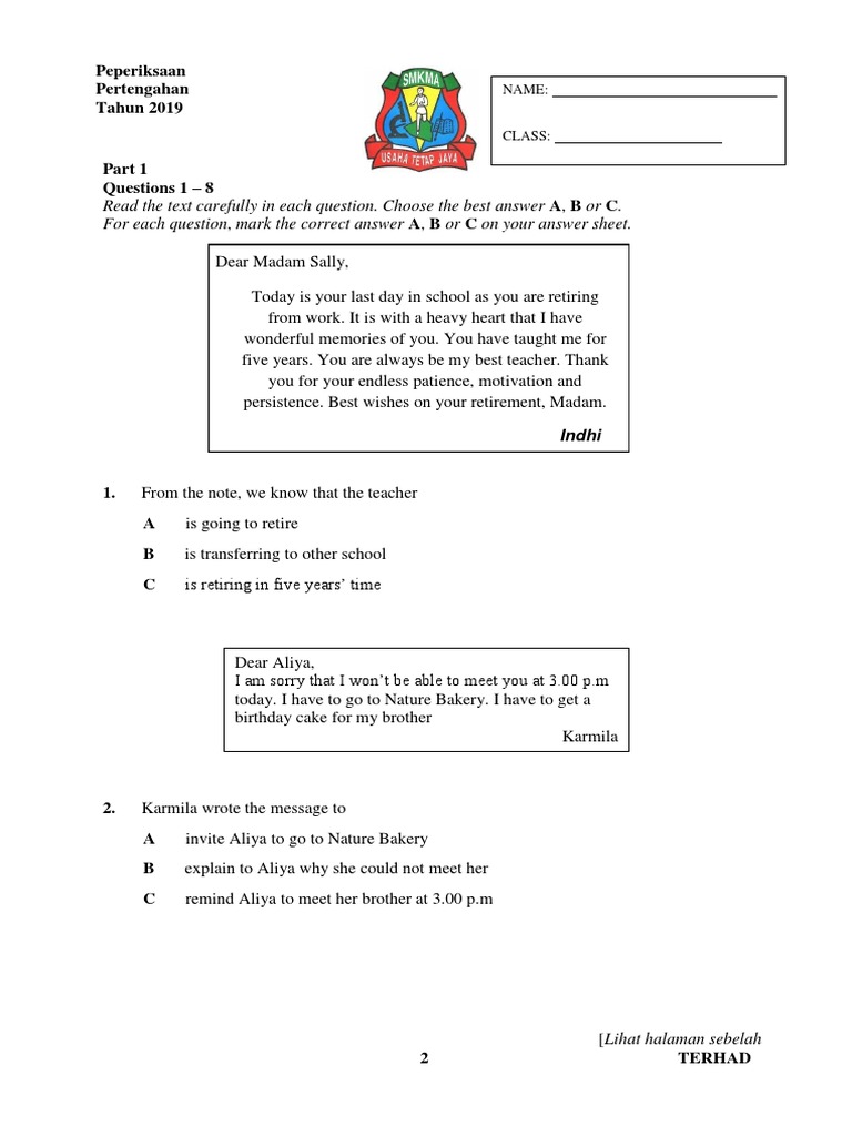 Read The Text Carefully in Each Question. Choose The Best Answer A, B ...