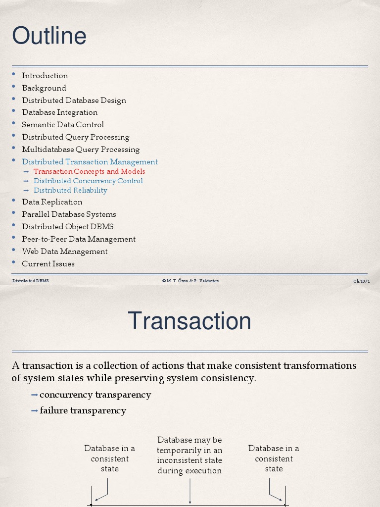 Outline: Distributed Transaction Management | PDF | Database Transaction | Information Management