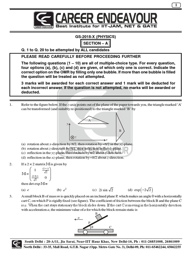 Tifr Physics 2018 Questions | PDF | Physics | Mechanics